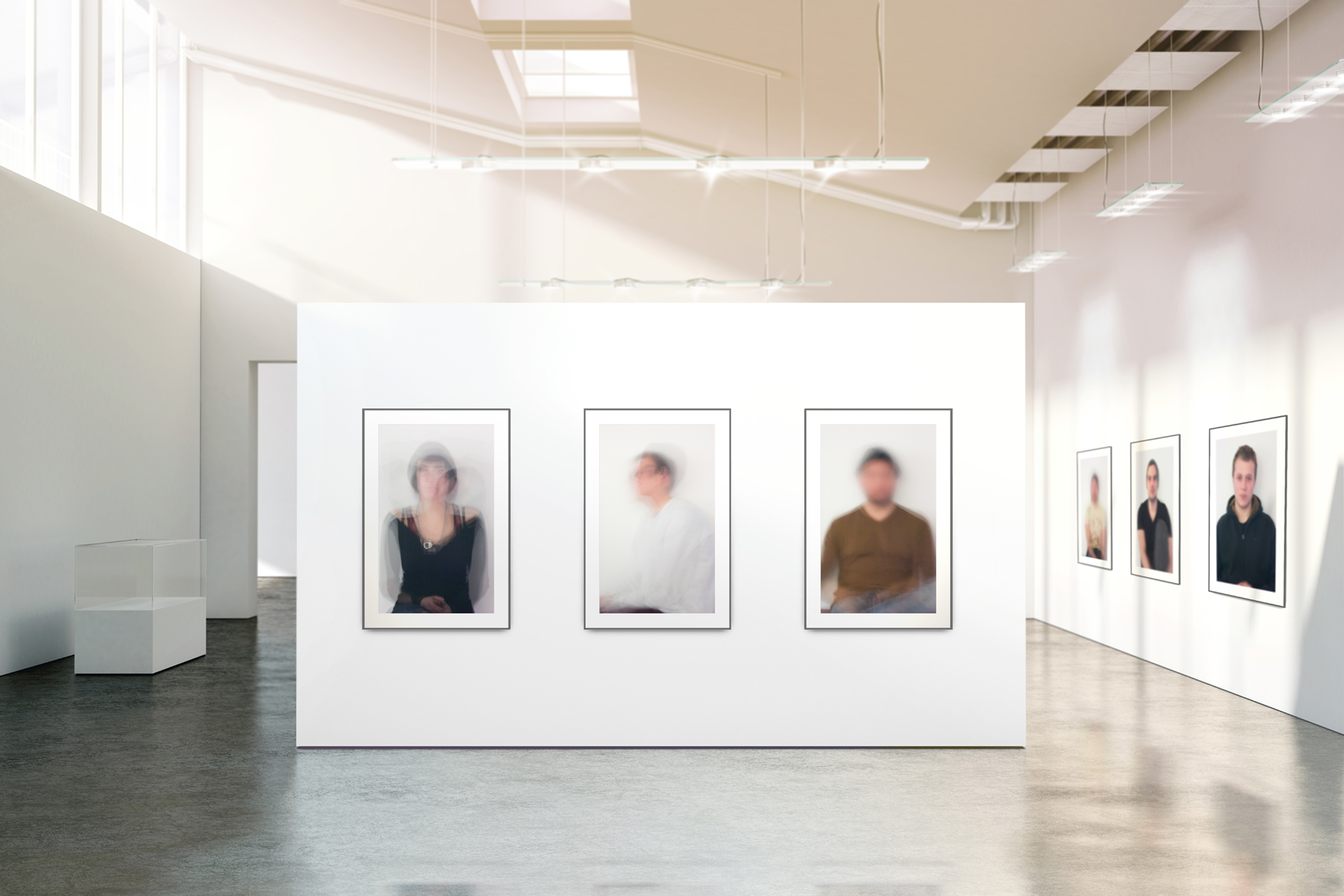Blank white wall mockup in sunny modern empty museum - Markus Fabich ...